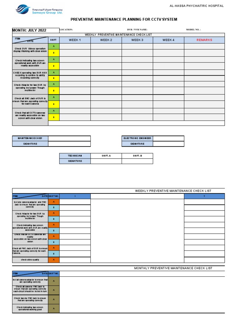 Preventive Maintenance Planning For CCTV System | PDF | Equipment ...