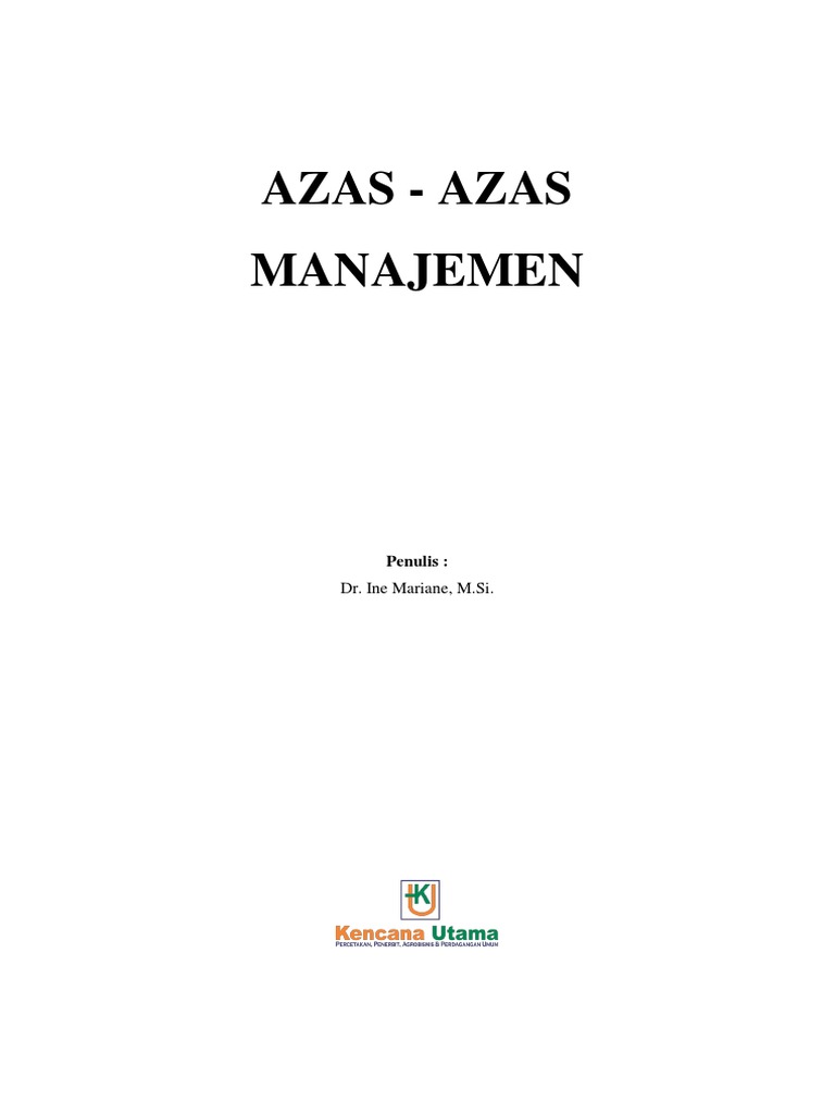Isbn Buku Azas-Azas Manajemen | PDF
