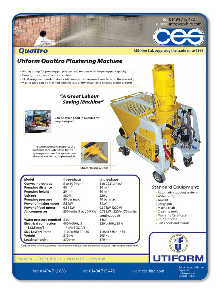 Quattro Quattro: Utiform Quattro Plastering Machine Utiform Quattro ...