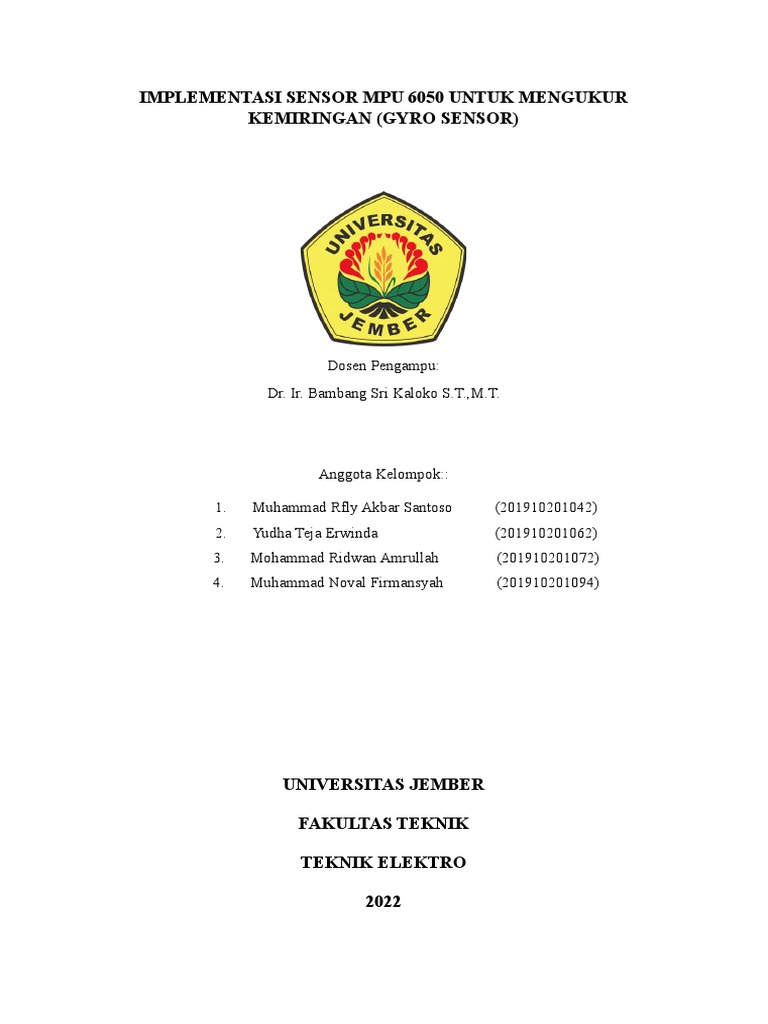 Implementasi Sensor Mpu 6050 Untuk Mengukur Kemiringan | PDF
