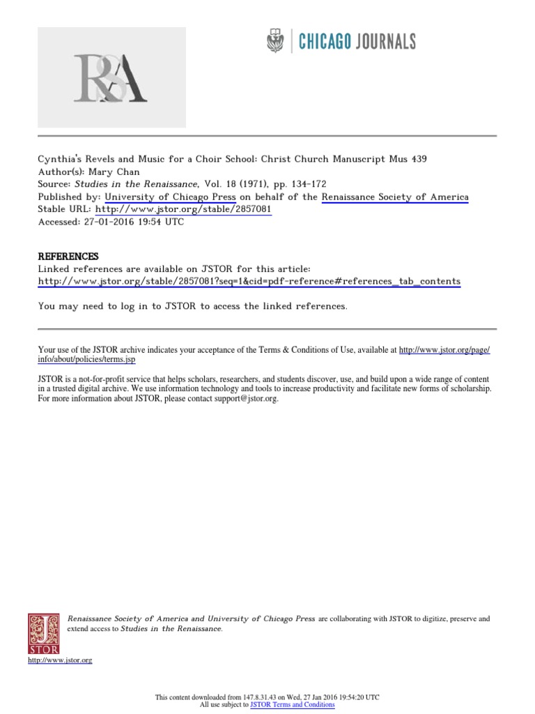 Mary Chan - Christ Church Manuscript Mus 439 | PDF