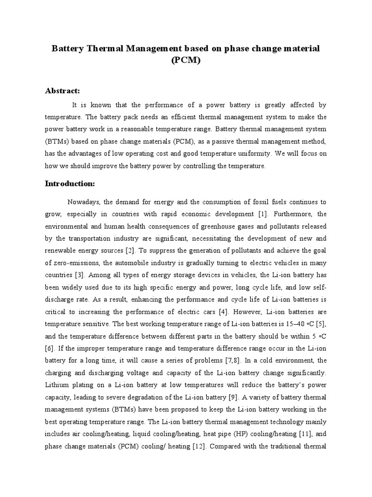 Battery Thermal Management | PDF | Rechargeable Battery | Lithium Ion ...