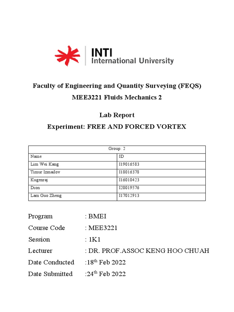 Group 2 Vortex Lab Report | PDF | Vortices | Mechanics