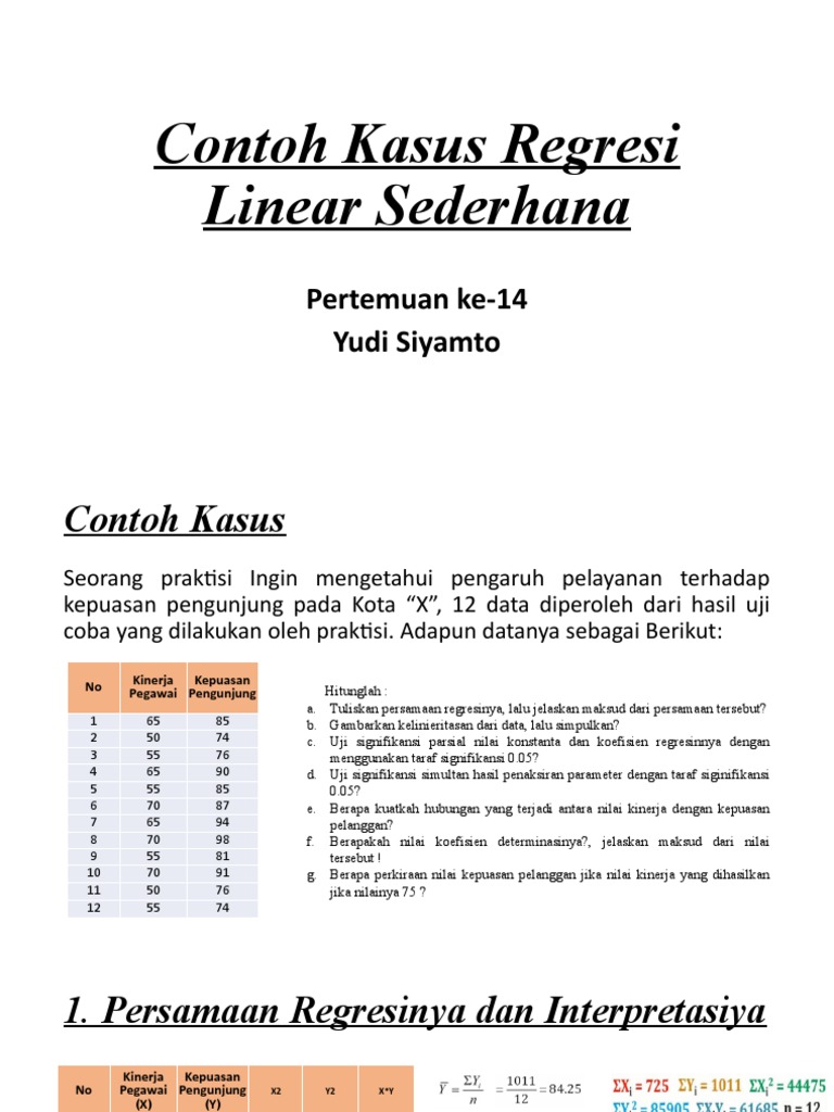 Contoh Uji Regresi Linier Sederhana | PDF