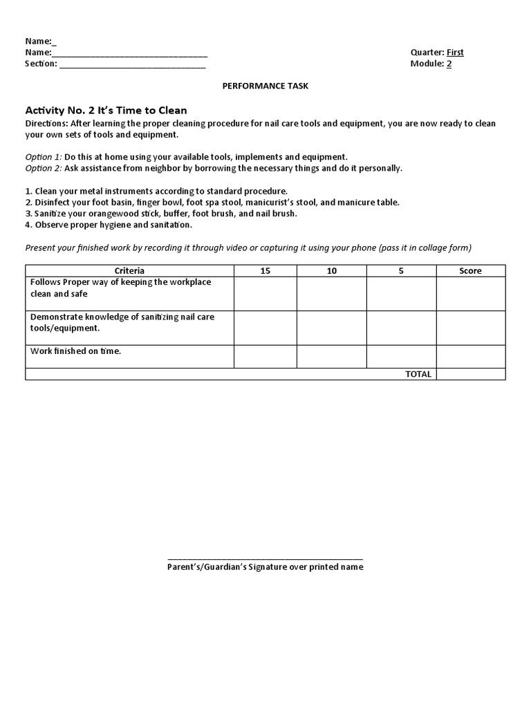 Performance Task-TLE 7-Beauty Care | PDF