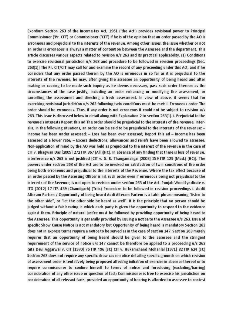 Exordium Section 263 of The Income | PDF | Precedent | Supreme Court Of ...