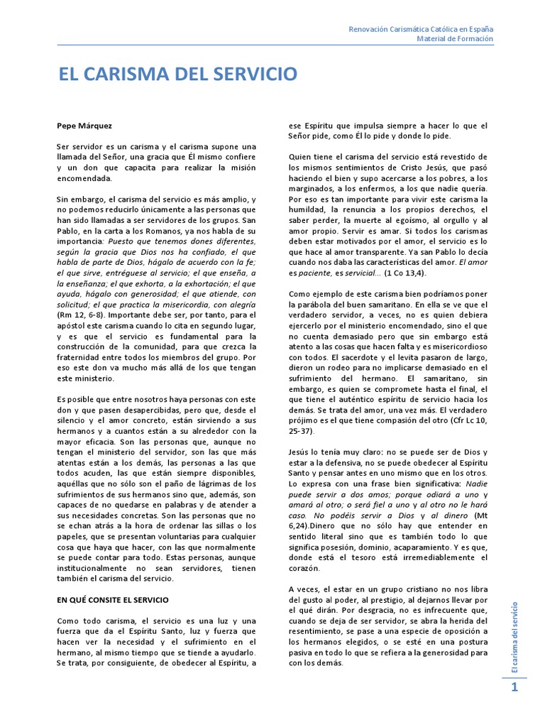 El Carisma Del Servicio | PDF | Carisma | Amor