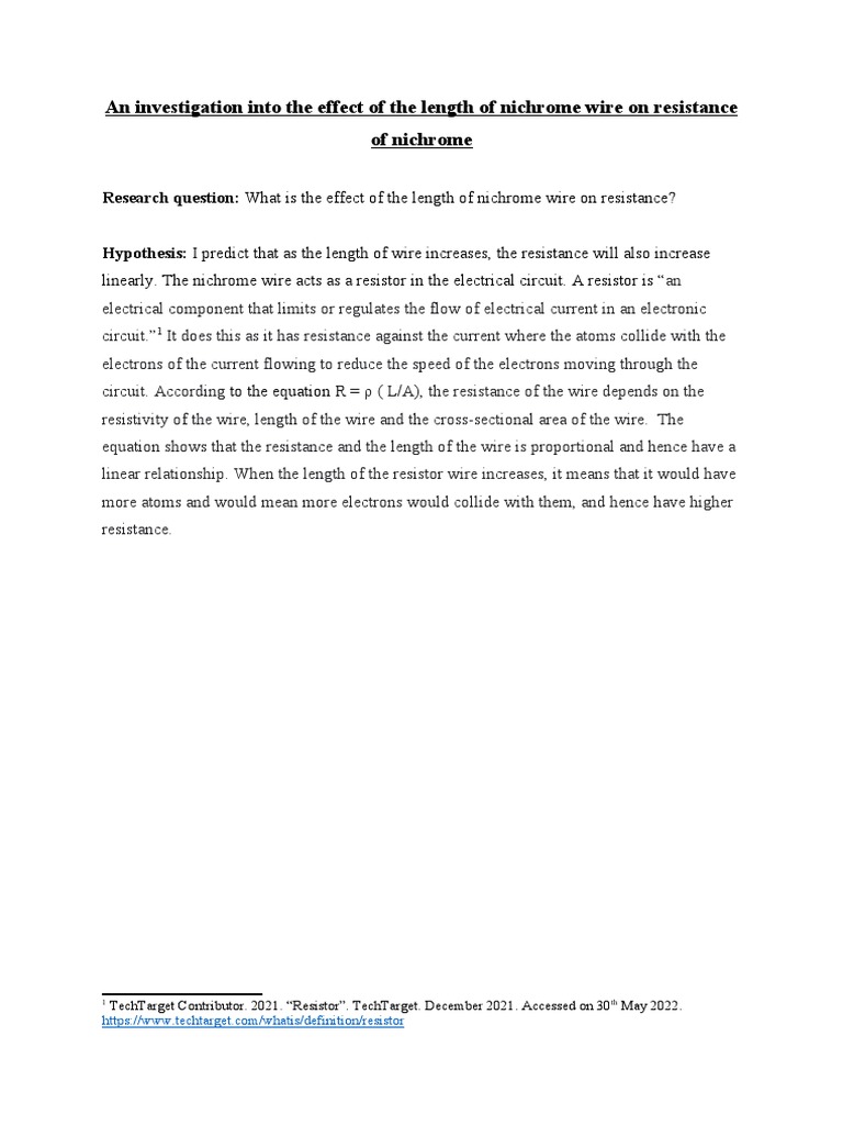 Resistance Investigation Lab Report | PDF | Electrical Resistance And ...