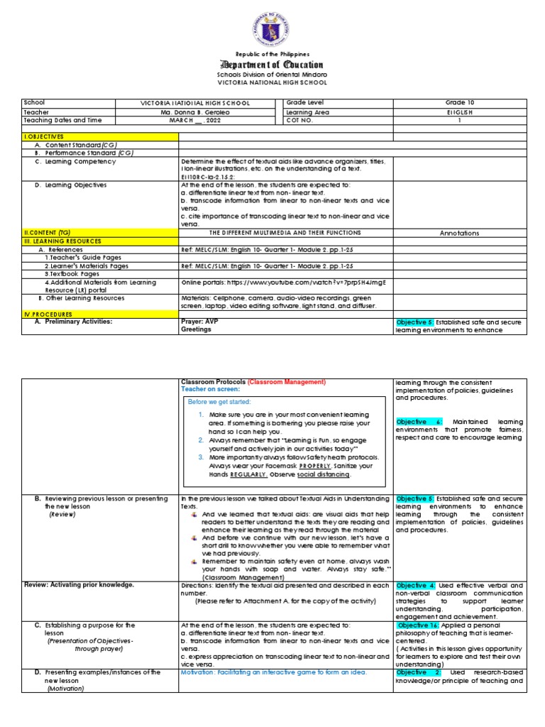 1st COT (Autosaved) for IP | PDF | Teaching Method | Learning