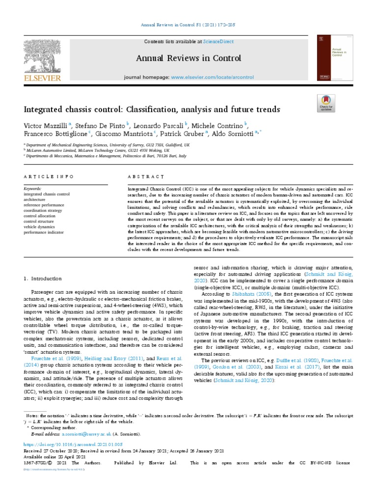 Integrated Chassis Control Classification Analysis | PDF | Flight ...