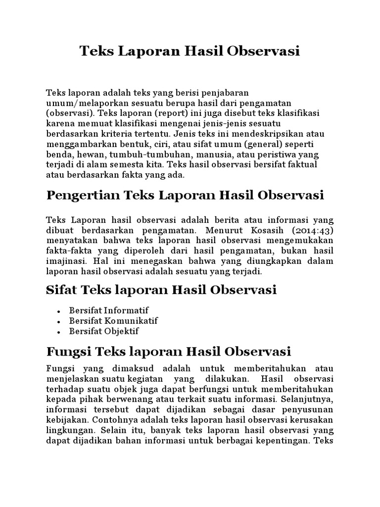 Teks Laporan Observasi | PDF