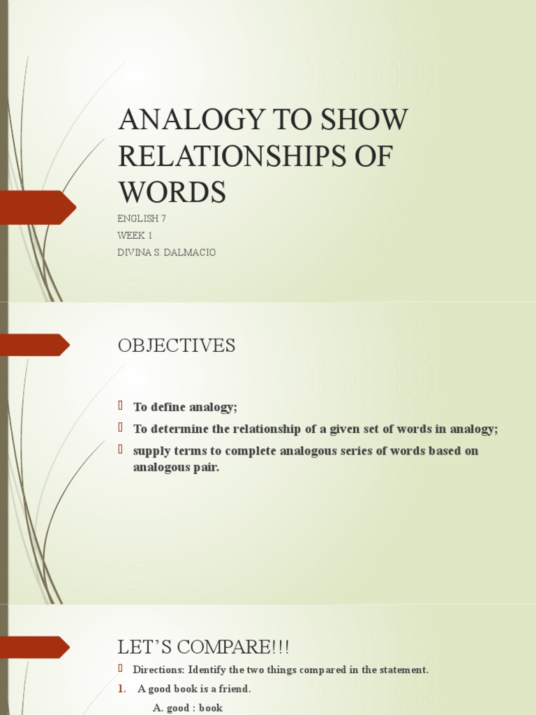 Week1 - Analogy To Show Relationships of Words | PDF | Analogy