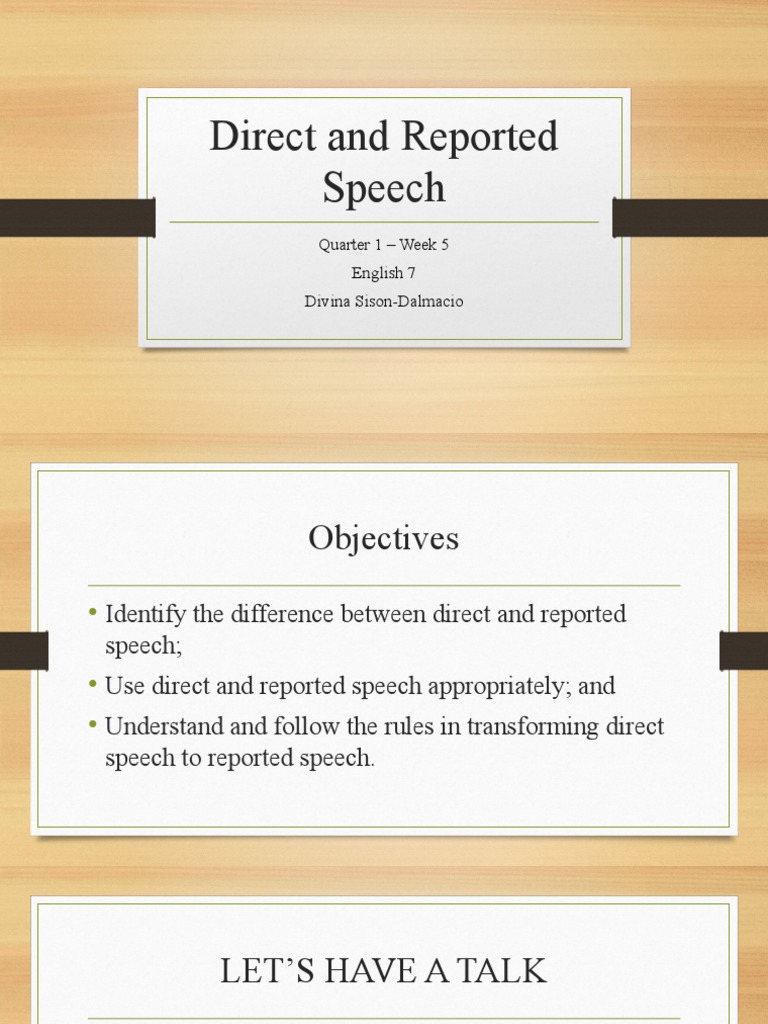 Week 5 - Direct & Reported Speech | PDF | Verb | Grammatical Tense