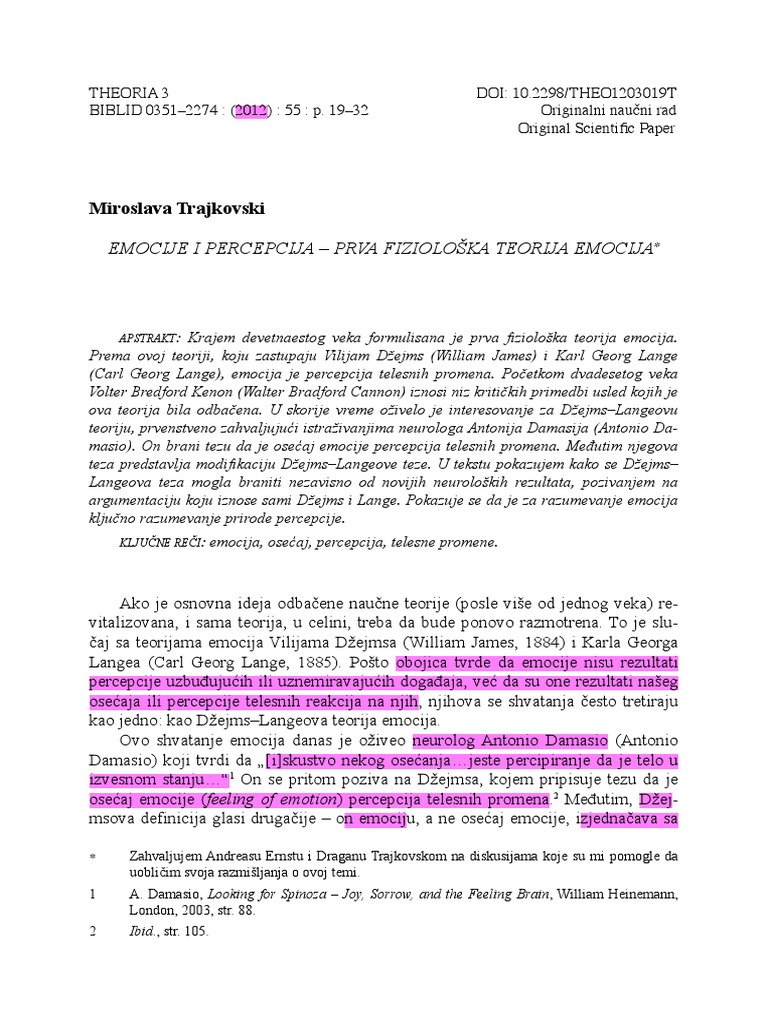 Emocije I Percepcija | PDF