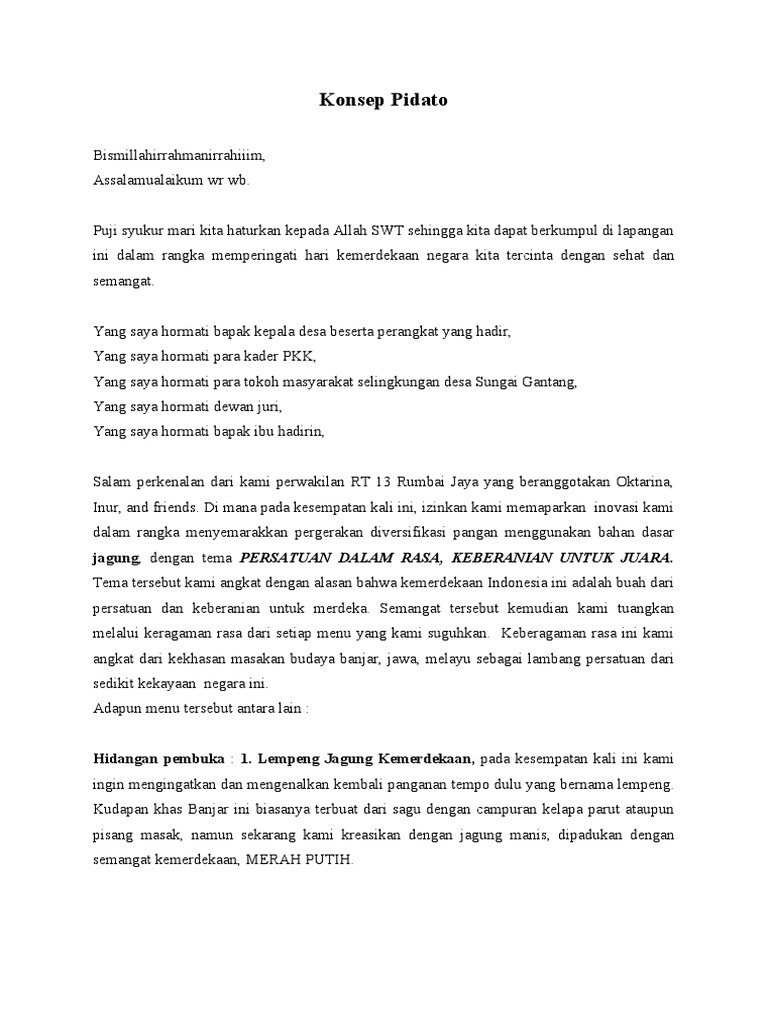 Konsep Pidato Tim Masak | PDF