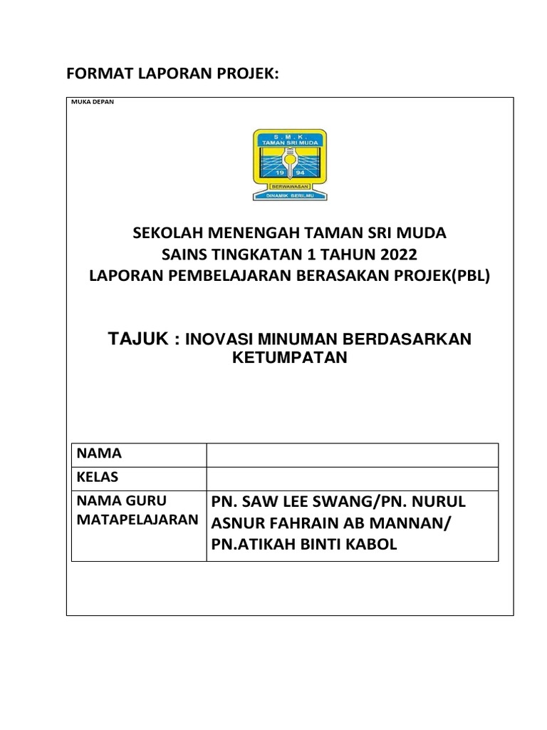 Format Laporan Projek Pbl t1 | PDF