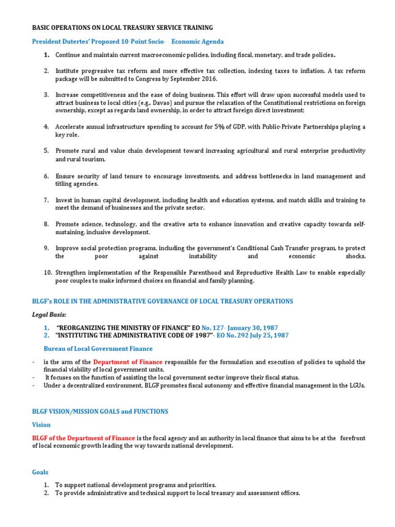 Basic Operations On Local Treasury Service Training: Legal Basis | PDF | Taxes | Real Estate ...