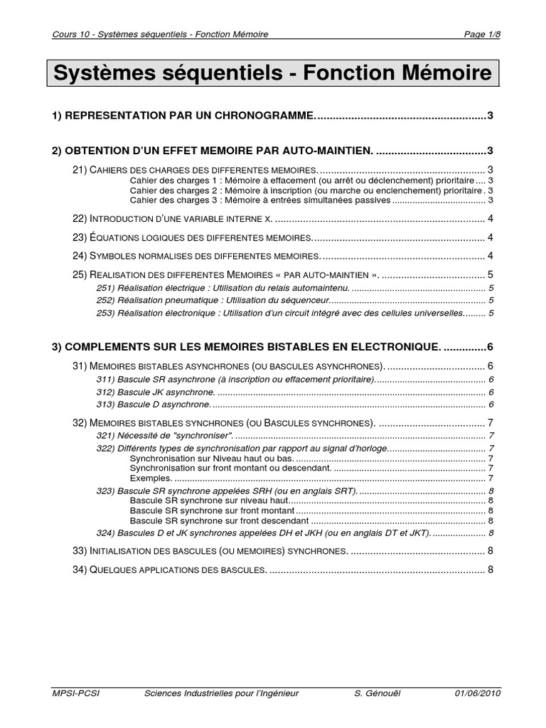 Systèmes Séquentiels et Mémoire | PDF | Design électronique | Électrotechnique