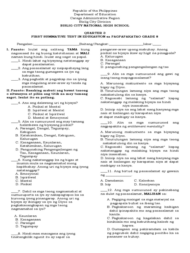 EsP summative-1 | PDF