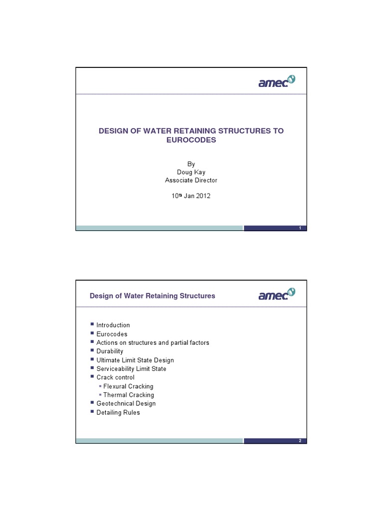Eurocode Design for Water Retaining Structures | PDF | Fracture | Concrete