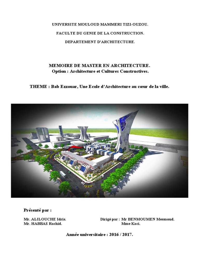 Memoire de Master en Architecture. Option: Architecture Et Cultures Constructives | PDF ...