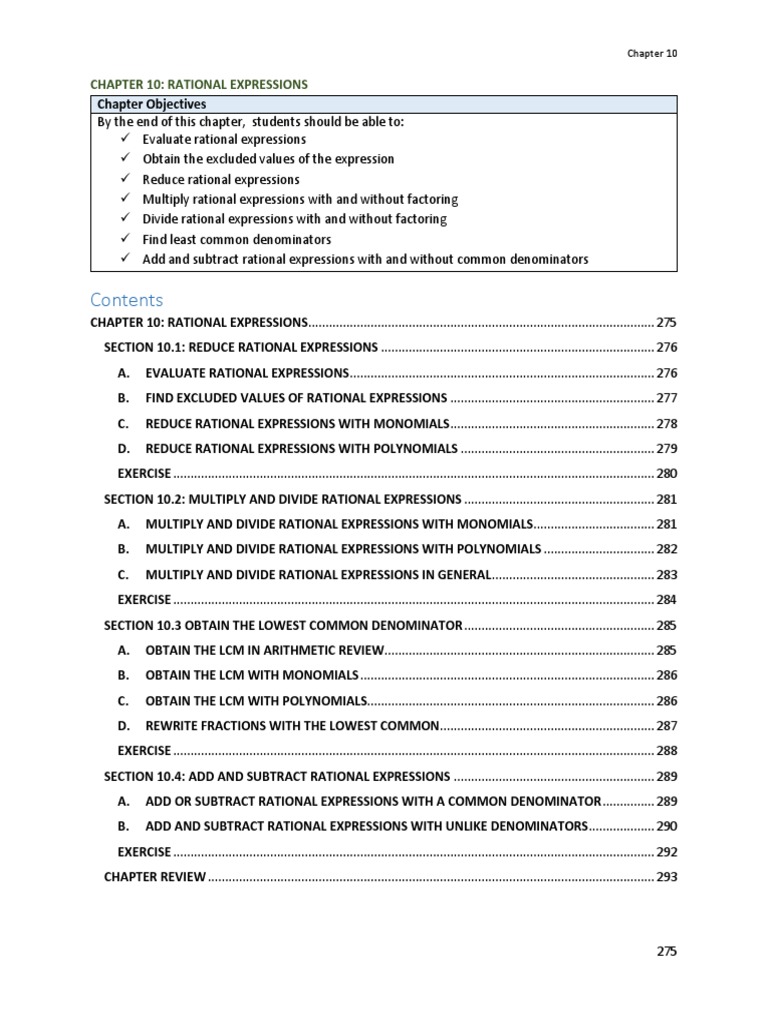 Chapter 10 - Rational Expressions | PDF | Factorization | Rational Number