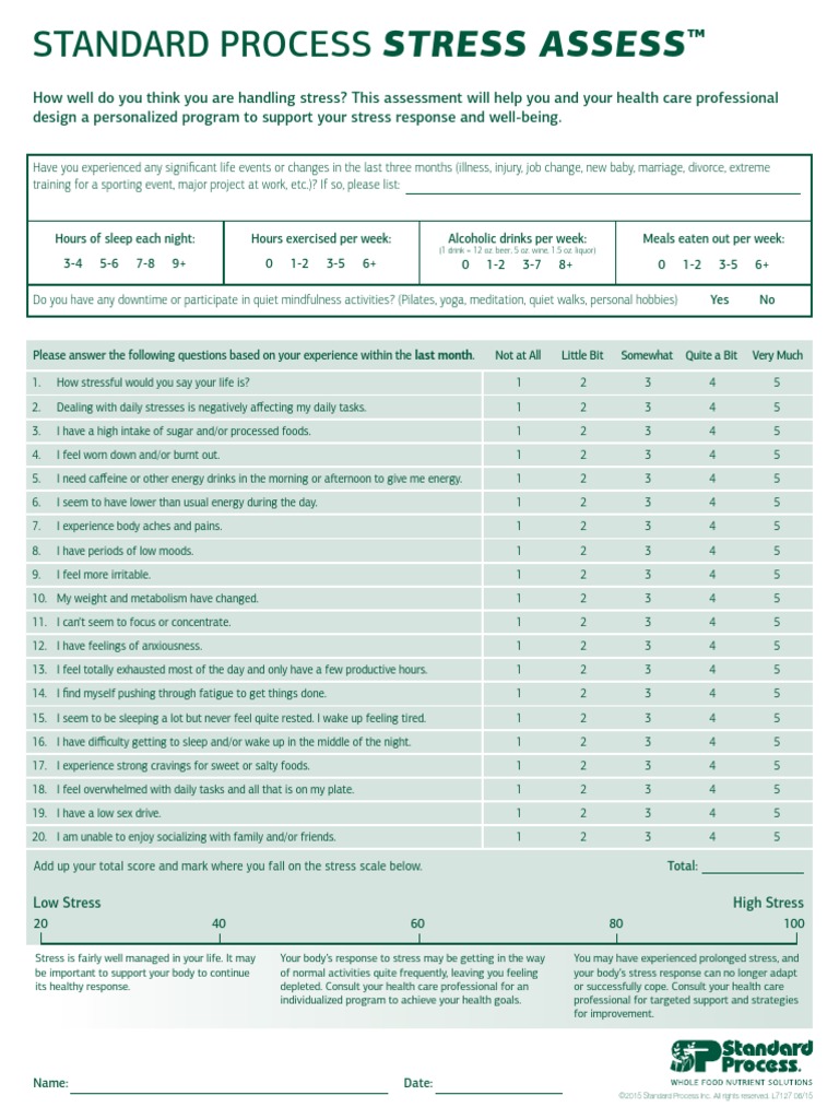 Standard Stress Assessment Questionnaire Template | PDF | Stress ...