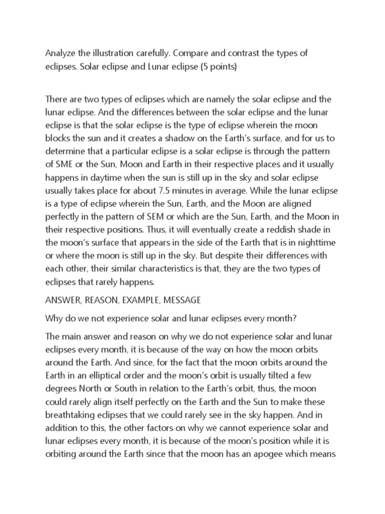 Science 4TH Periodical Essays - Topic-Eclipses | PDF | Eclipse | Solar ...