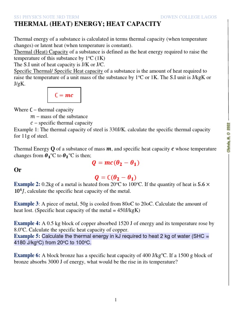 Understanding Thermal Capacity in Physics | PDF | Heat | Heat Capacity