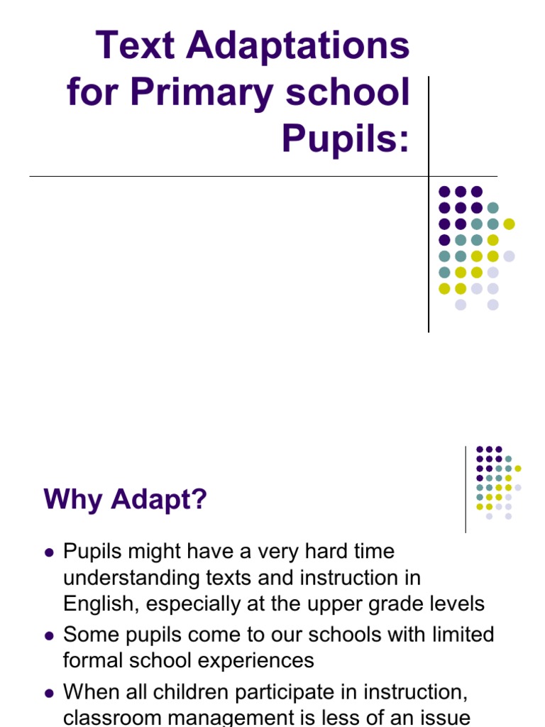 Text Adaptations For Primary School Students | PDF