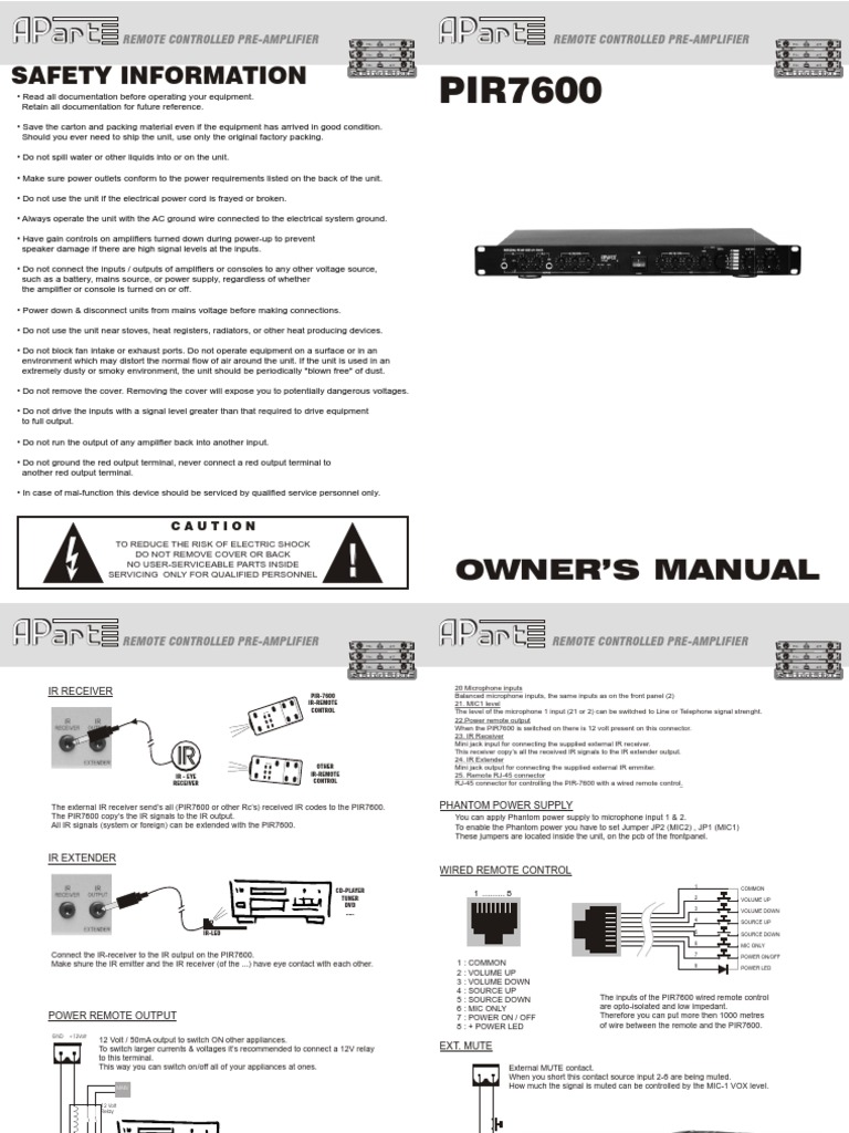 Pir 7600 | PDF | Amplifier | Microphone
