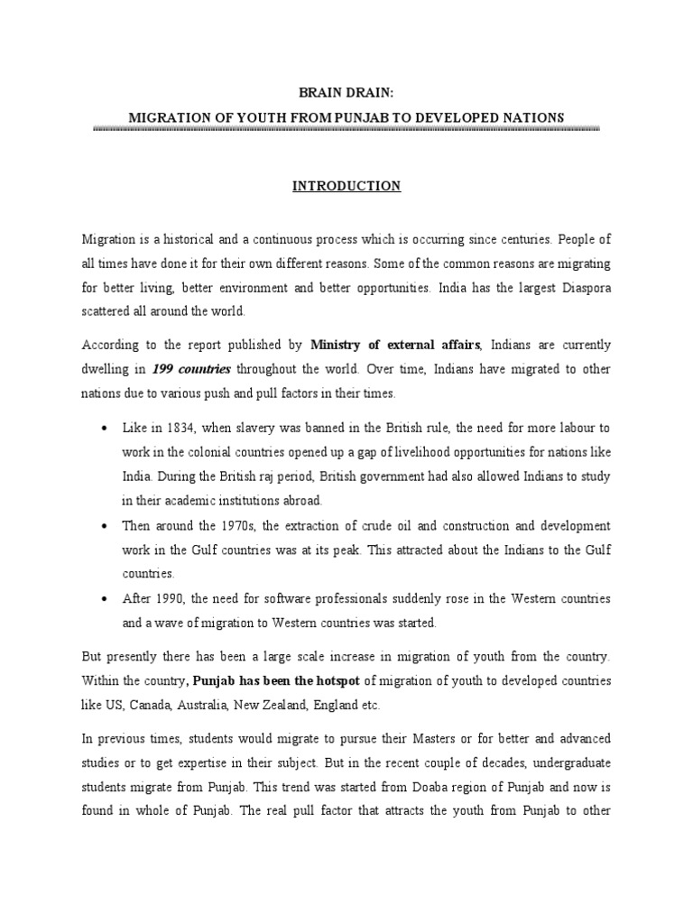 BRAIN DRAIN RM Project | PDF | Human Migration | Sampling (Statistics)