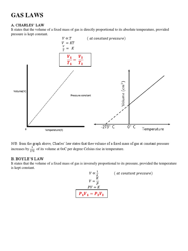 SS1 Physics GAS LAWS | PDF | Gases | Temperature