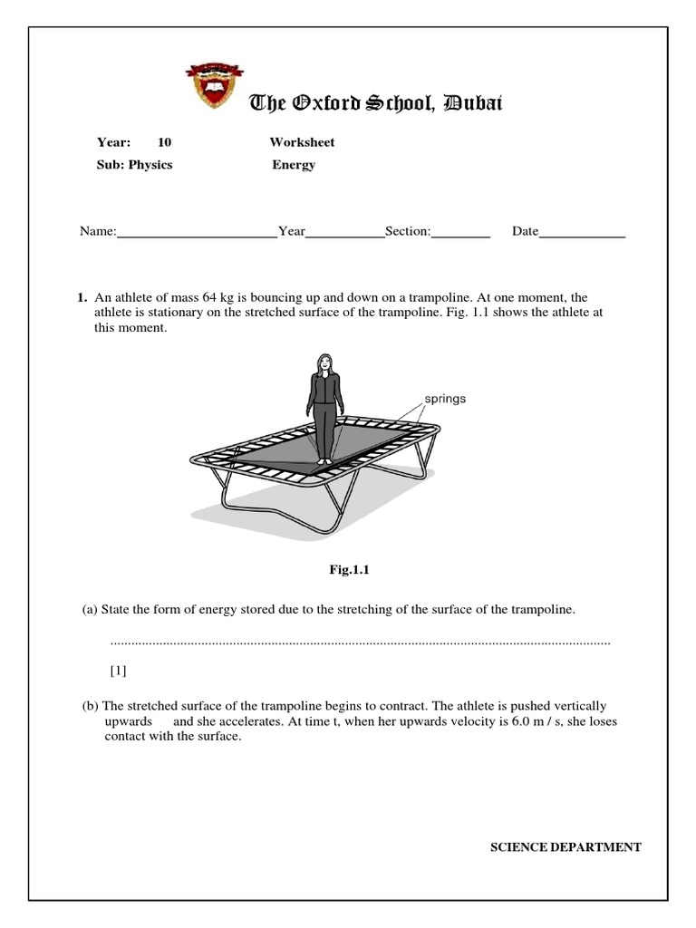 Y10 Worksheet For Revision (Energy) | PDF | Kinetic Energy | Potential ...