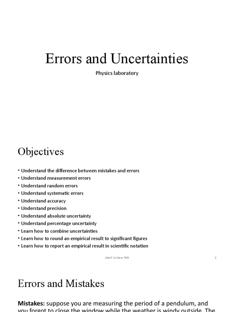 Errors and Uncertainties: Physics Laboratory | PDF | Significant ...