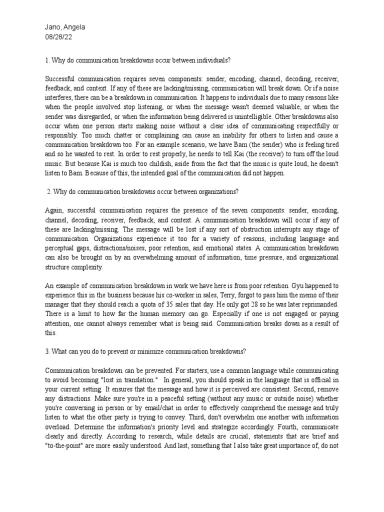 Communication Breakdown | PDF | Communication | Psychology