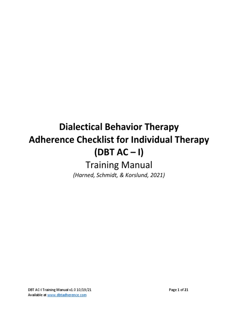 DBT+AC-I+Training+Manual+v1 0 | PDF | Dialectical Behavior Therapy ...