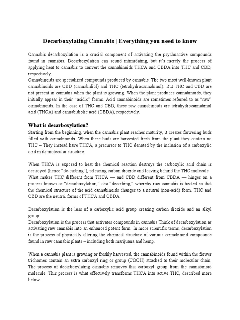 Cannabis Decarboxylation Guide | PDF | Tetrahydrocannabinol | Cannabis ...