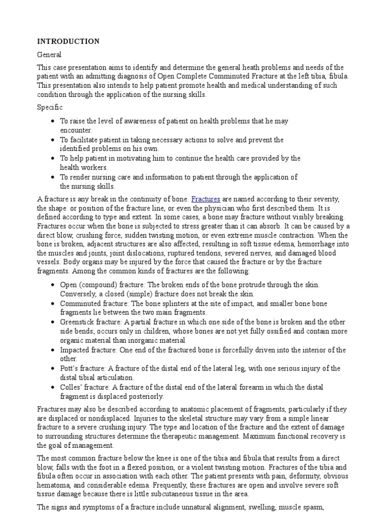 Comminuted Tibia Fracture Case Study | PDF