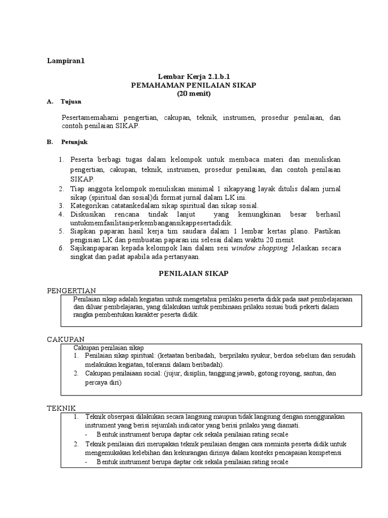 LK B.2.d.1. Penilaian Sikap | PDF