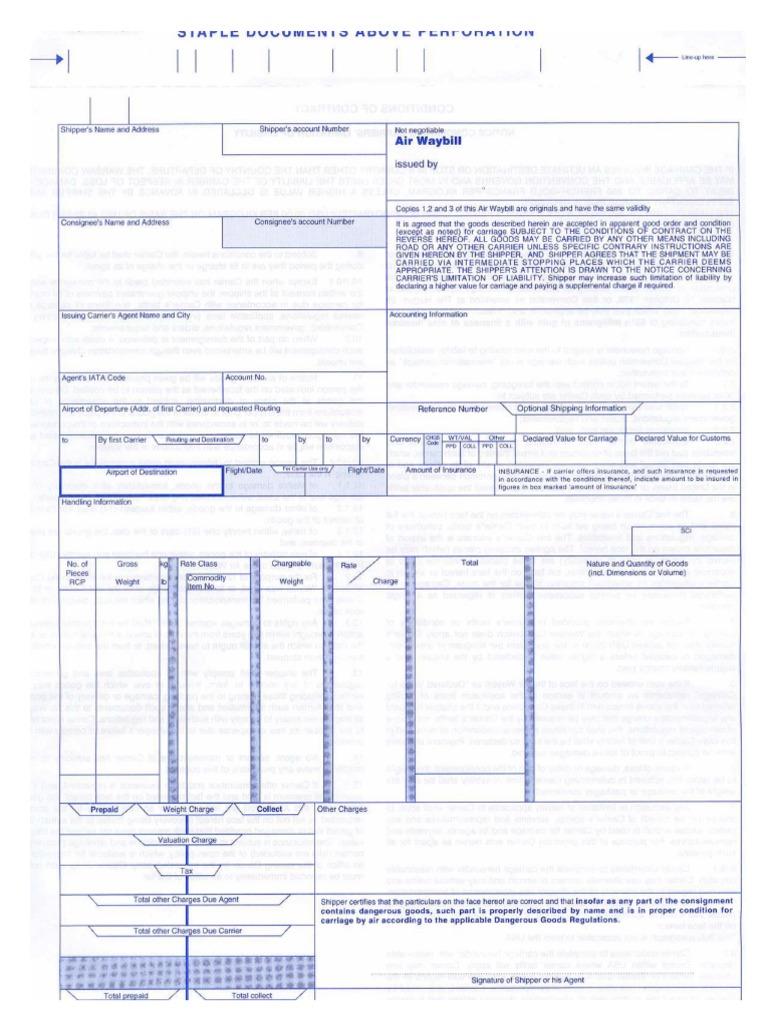 Air Waybill Sample | PDF