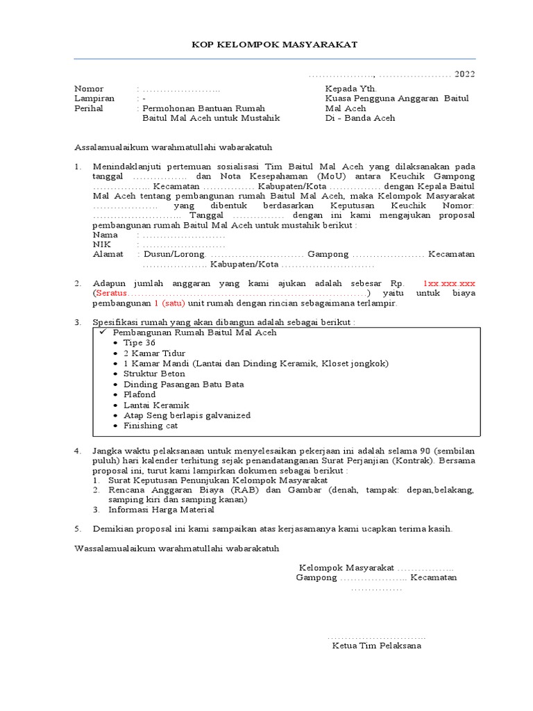 Form Proposal & RAB Baru | PDF