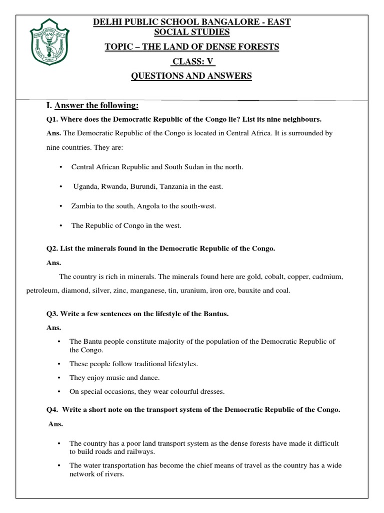 Delhi Public School Bangalore - East Social Studies Topic - The Land of ...