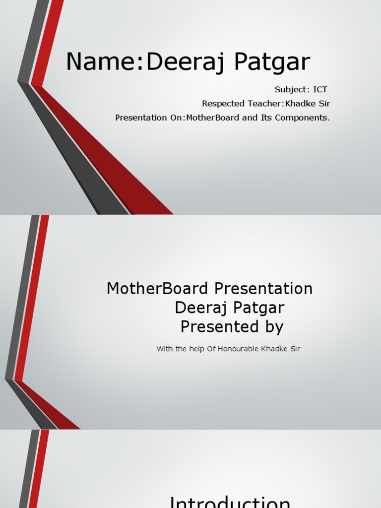ICT PRACTICAL OF MOTHERBBOARD BY DEERAJ PATGAR Video | PDF ...