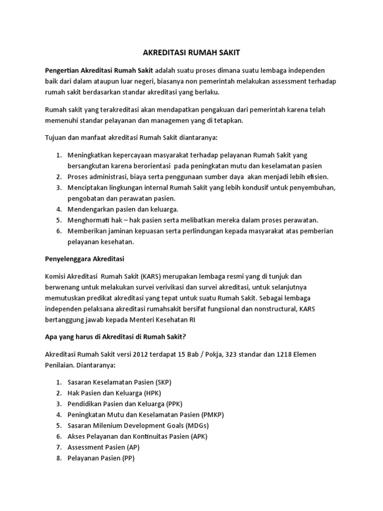 Akreditasi Rumah Sakit Pdf