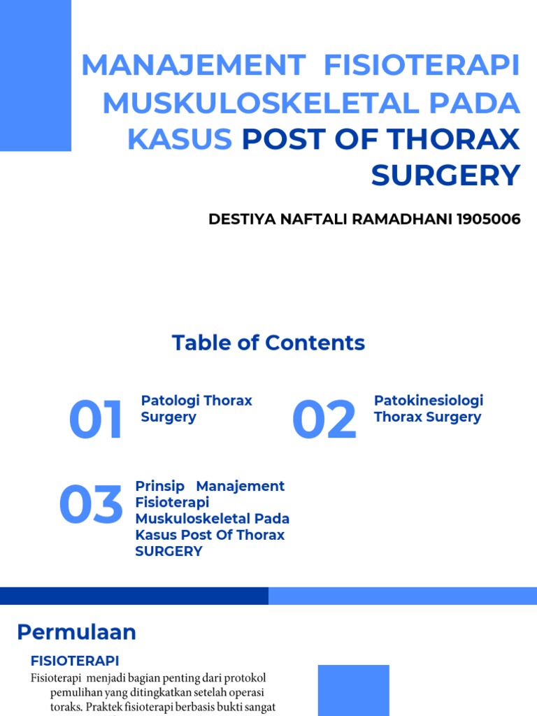 Post-Thoracic Surgery Physiotherapy Guide | PDF | Wellness