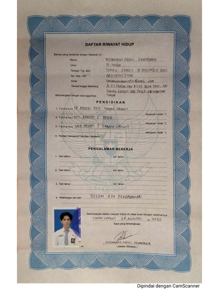 CV - Muhammad Fadhil Rahmadana | PDF