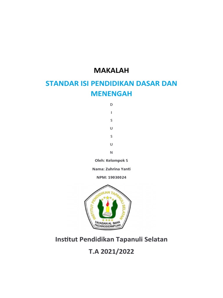 Dok Standar Isi Pendidikan Dasar Dan Menengah Pdf
