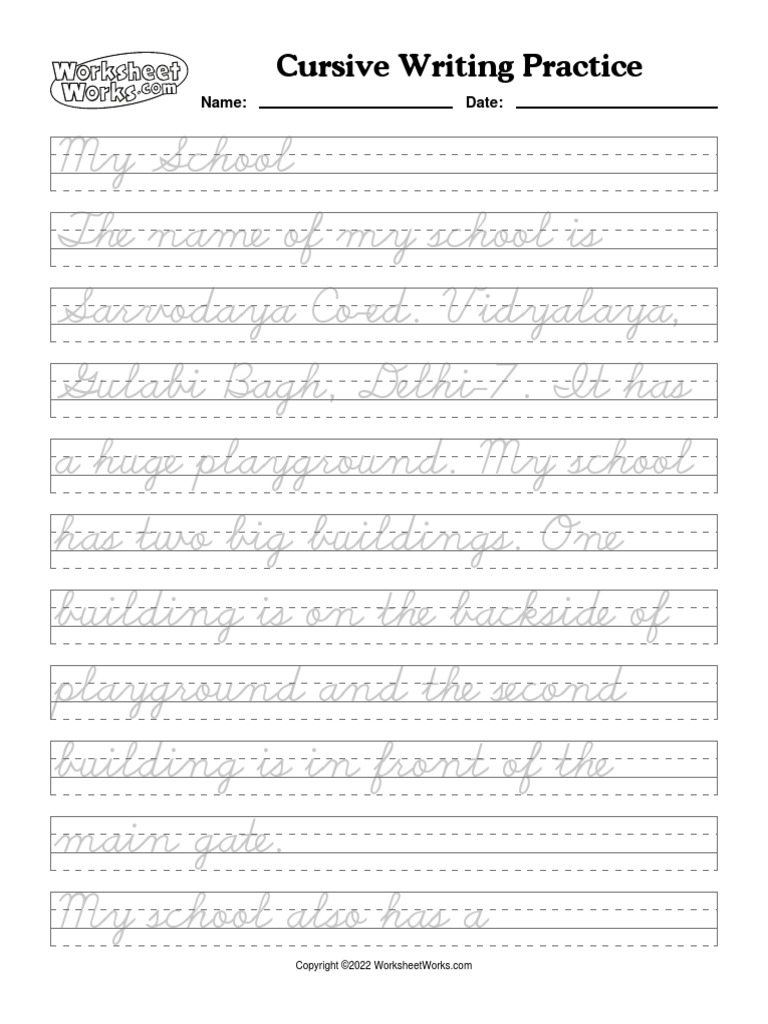 Cursive Writing Practice: Name: Date | PDF