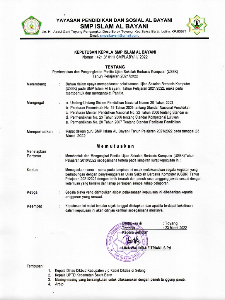 SK Usbk Al Bayani | PDF